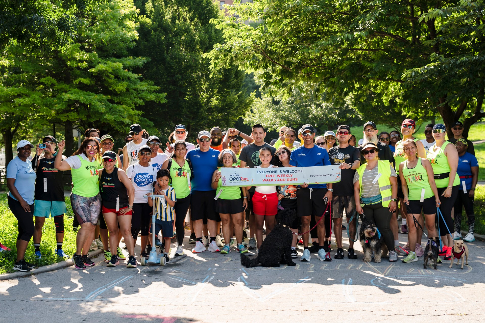 Open Run participants pose together at St. Mary's Park.