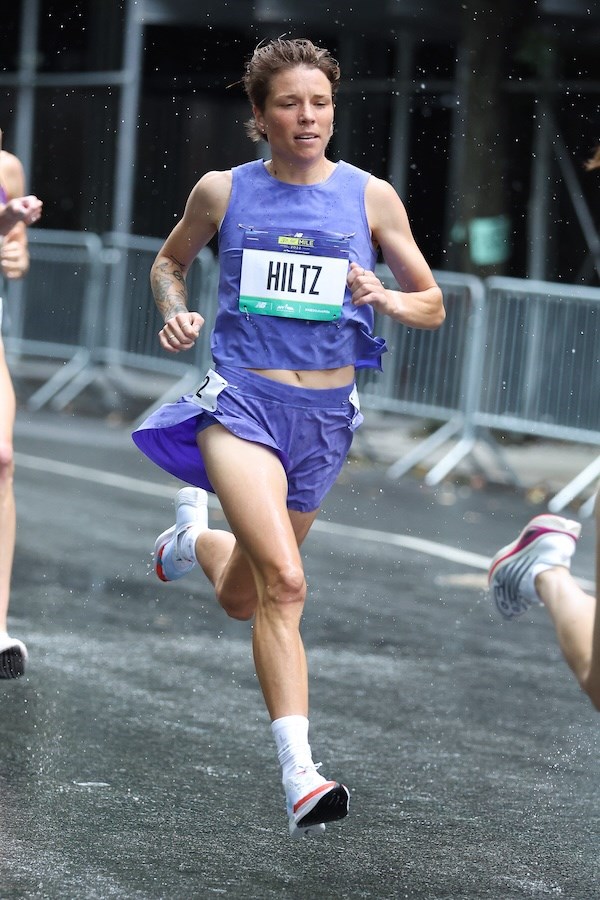 Olympian Nikki Hiltz running the New Balance 5th Avenue Mile.